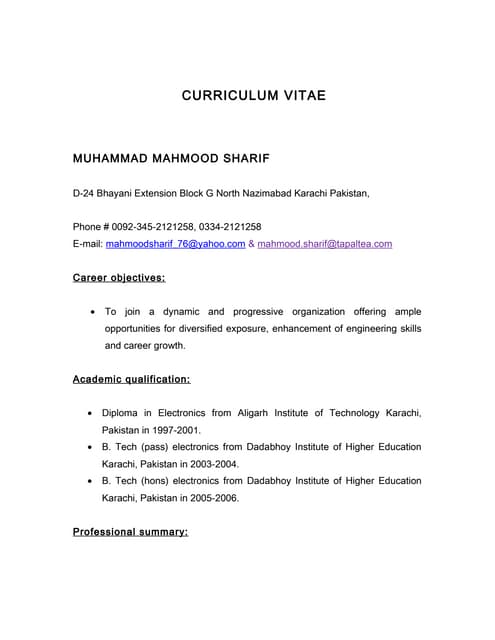 m nadeem cv | DOC