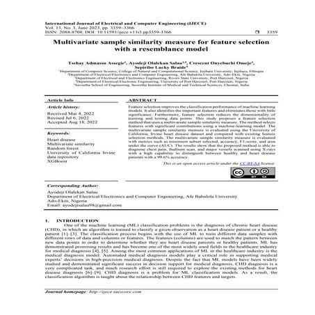Multivariate Sample Similarity Measure For Feature Selection With A Resemblance Model Pdf