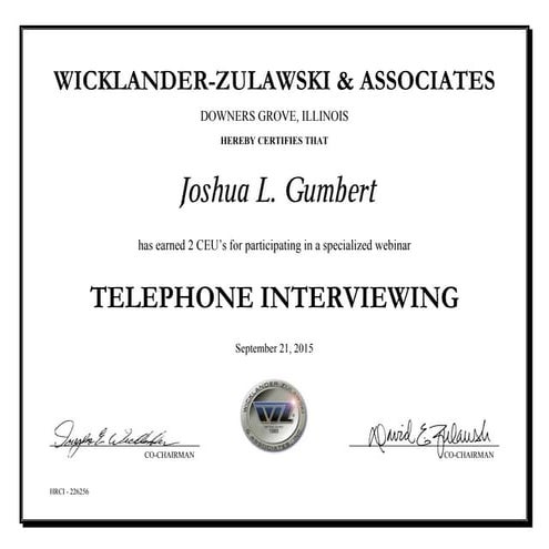 Telephone Interview Certificate | PDF