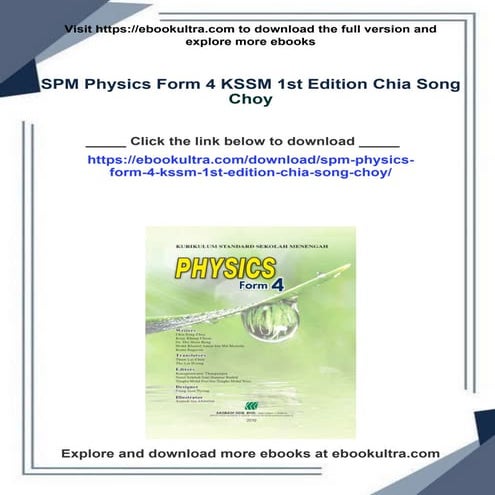 SPM Physics Form 4 KSSM 1st Edition Chia Song Choy | PDF