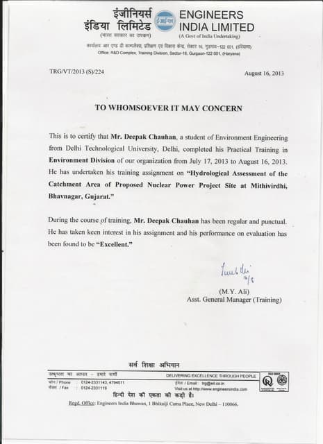 Deepak intern DMRC | PDF