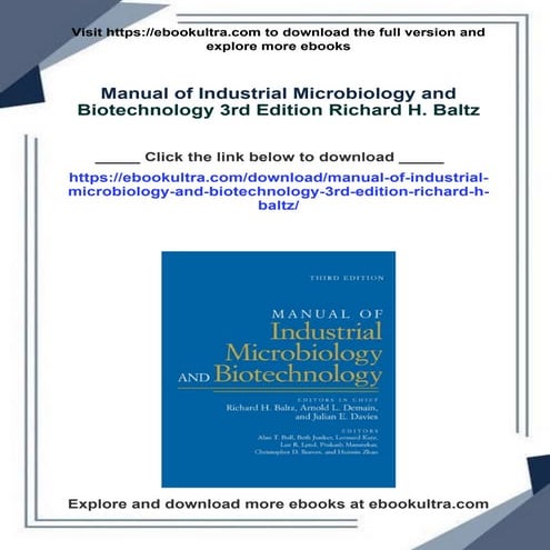 Manual of Industrial Microbiology and Biotechnology 3rd Edition Richard H. Baltz | PDF