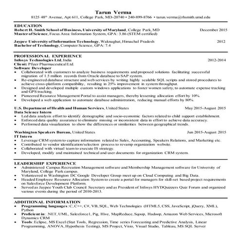 Tarun Verma Resume Pdf