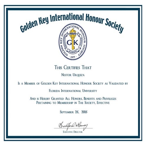 Golden Key International Honour Society certificate | PDF