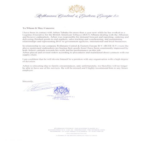 RCEE BV letter | PDF