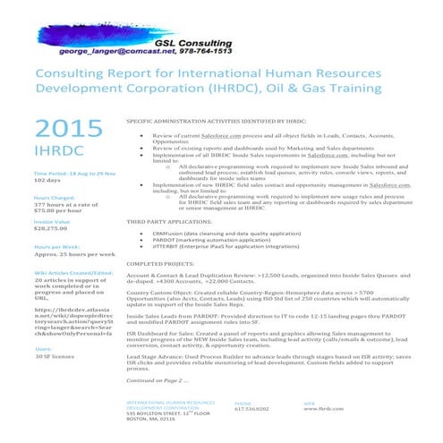 IHRDC consulting report PDF | PDF