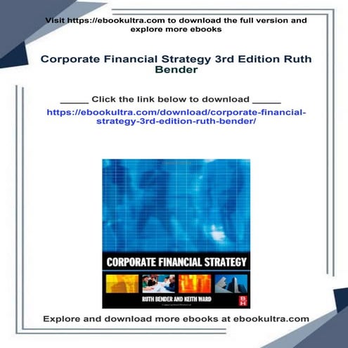 Corporate Financial Strategy 3rd Edition Ruth Bender | PDF