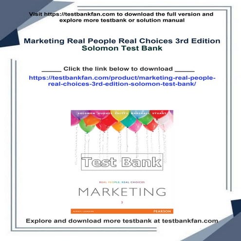 Marketing Real People Real Choices 8th Edition Solomon Test Bank | PDF