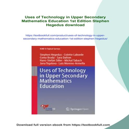 Uses of Technology in Upper Secondary Mathematics Education 1st Edition ...