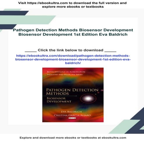Pathogen Detection Methods Biosensor Development Biosensor Development 1st Edition Eva Baldrich ...