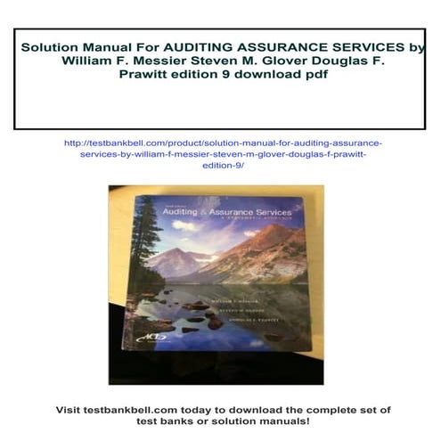 Solution Manual For AUDITING ASSURANCE SERVICES by William F. Messier ...