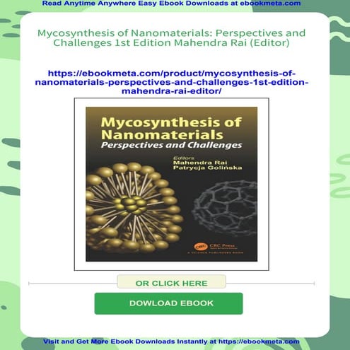 Mycosynthesis of Nanomaterials: Perspectives and Challenges 1st Edition Mahendra Rai (Editor) | PDF