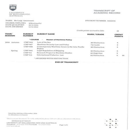 transcript of records maritime policy master | PDF | Cruises | Travel Type