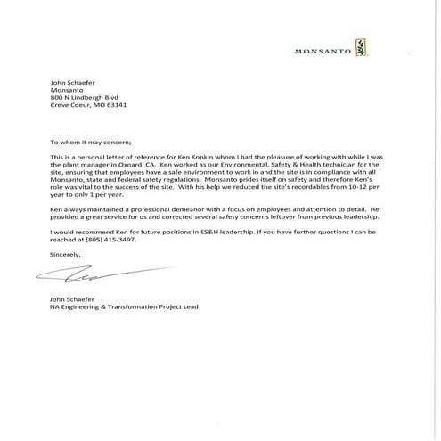 Reference Letter - John Schaefer | PDF