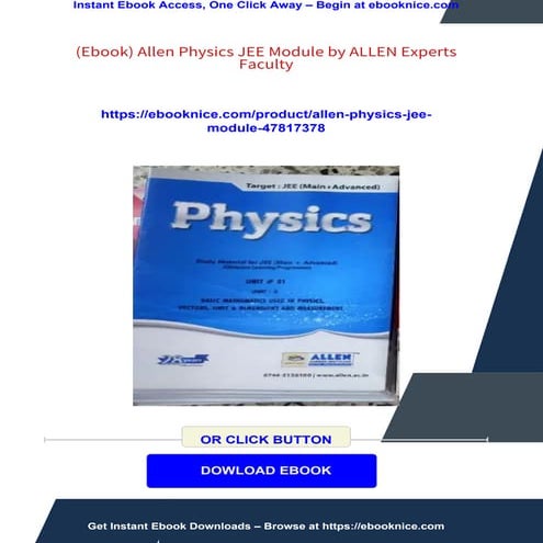 (Ebook) Allen Physics JEE Module by ALLEN Experts Faculty | PDF