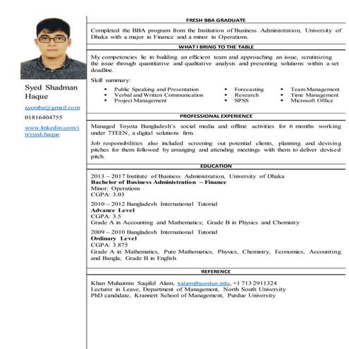 CV Syed Shadman Haque | PDF