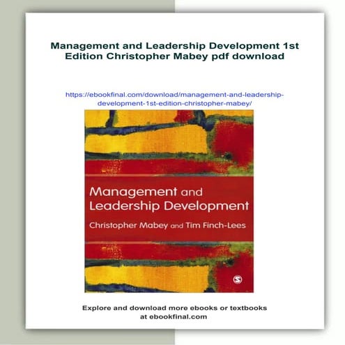 Management and Leadership Development 1st Edition Christopher Mabey | PDF