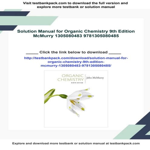 Solution Manual for Organic Chemistry 9th Edition McMurry 1305080483 ...