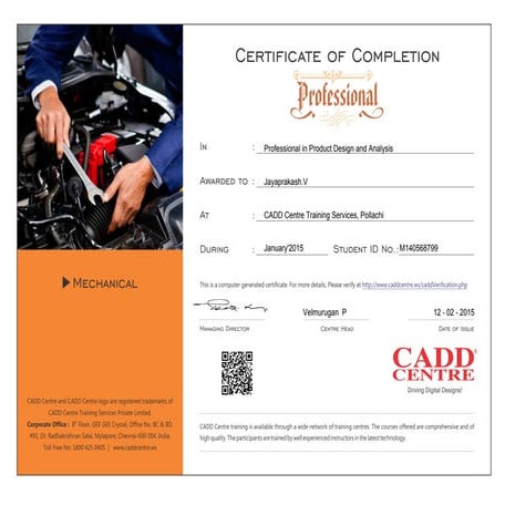 CADD certificate | PDF | Technology & Computing