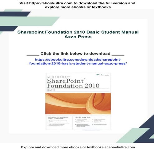 Sharepoint Foundation 2010 Basic Student Manual Axzo Press | PDF