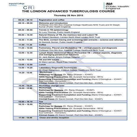 London TB Course 2015 Provisional Programme 17.06.15 | Infectious ...