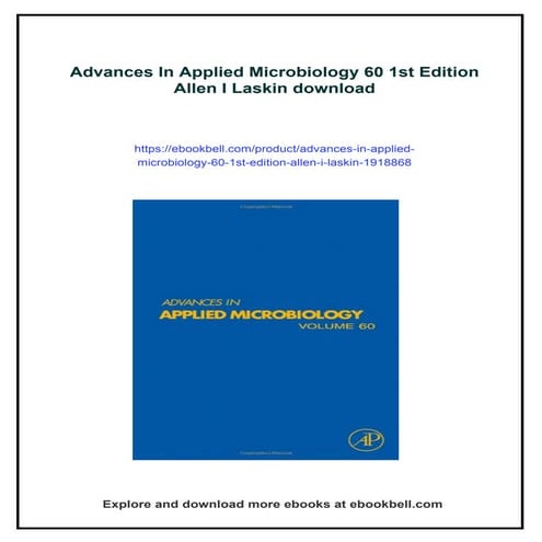 Advances In Applied Microbiology 60 1st Edition Allen I Laskin | PDF