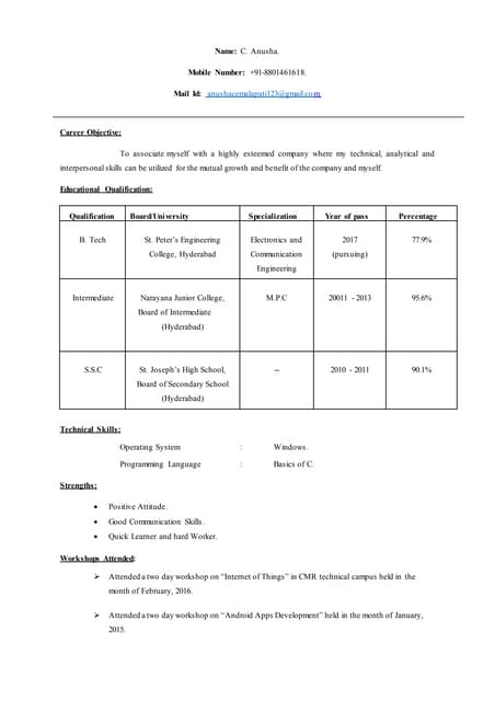 mamatha resume | DOC | Education