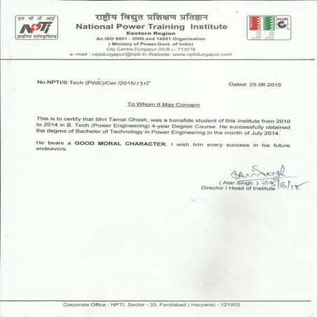 NPTI Certificate | PDF