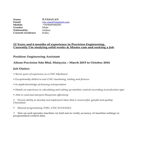 Resume_Updated_Aji M P | DOC