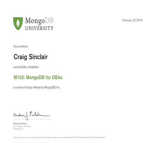 M102 MongoDB for DBAs | PPT