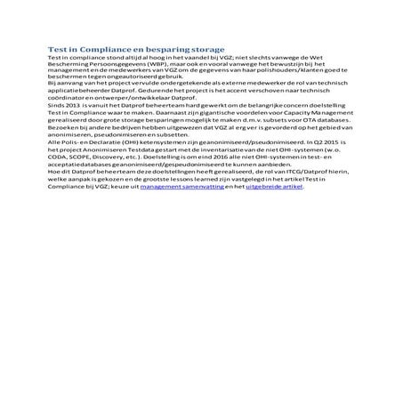 Test in compliance bij VGZ V 1.0 | PDF