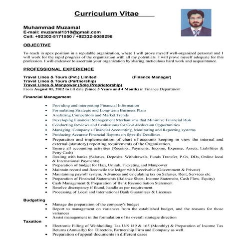 MUHAMMAD MUZAMAL CV | PDF