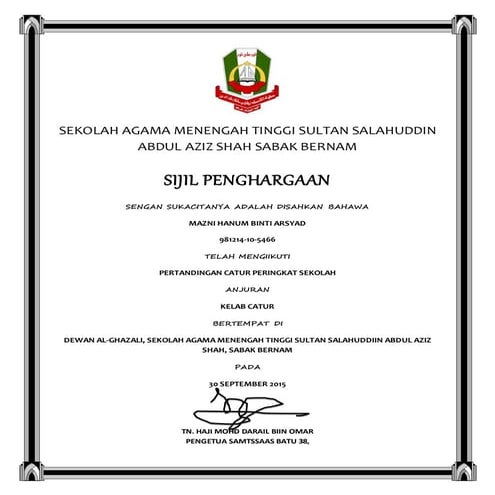 Sijil penghargaan | DOCX