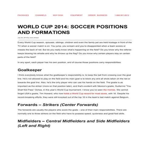 WORLD CUP 2014 SOCCER POSITIONS AND FORMATIONS | PDF