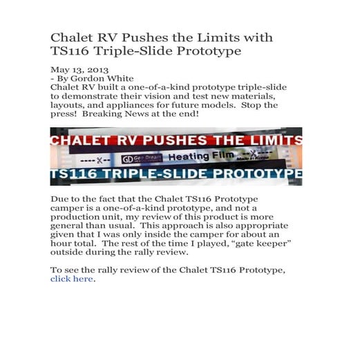 Chalet RV Pushes the Limits with TS116 Triple | DOCX