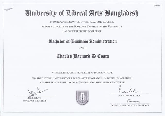 BBA CERTIFICATE | PDF