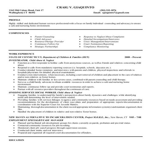 Craig Giaquinto Resume | DOCX