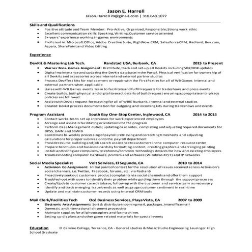 Jason Harrell 2016 ML Tech | DOCX | IT and Internet Support | Internet