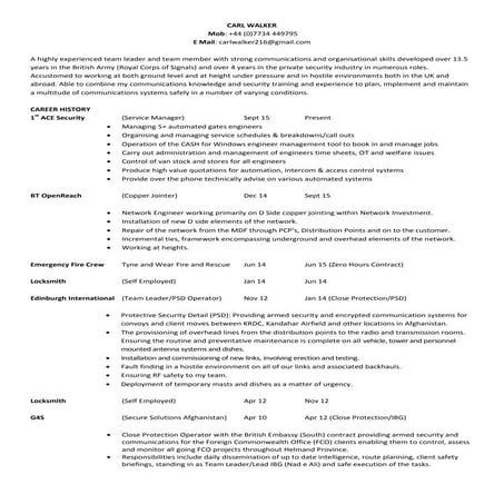 Carl Walker - CV 27072016 | PDF