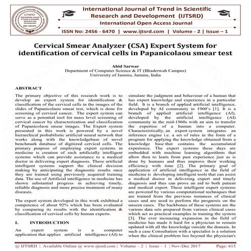 Cervical Smear Analyzer (CSA) Expert System for identification of ...