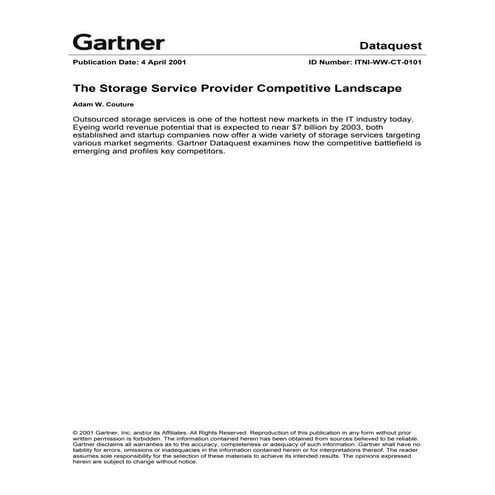 Gartner Storage Service Provider_04042001 | PDF