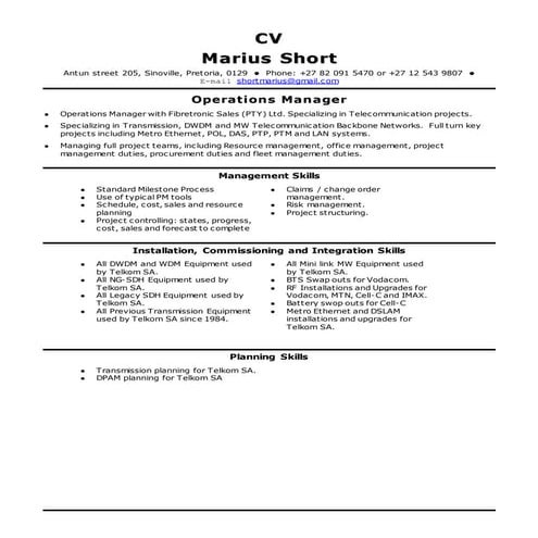 CV Marius Short | PDF