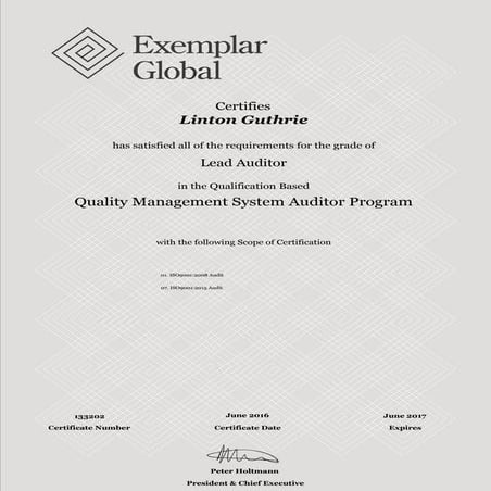 QMS Lead Auditor Certificate | PDF