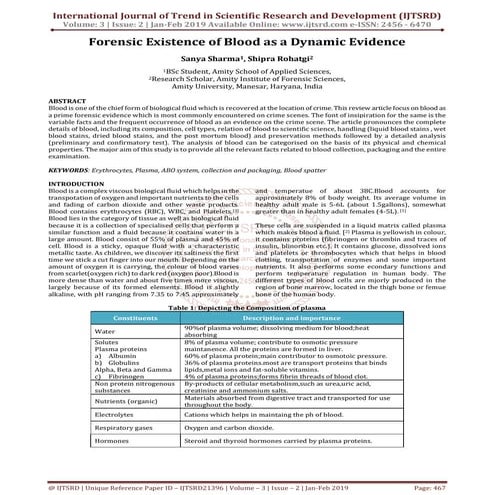 Forensic Existence of Blood as a Dynamic Evidence | PDF
