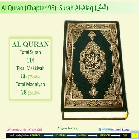 Al Quran (Chapter 96): Surah Al-Alaq [Blood Clot], Surah Ikra [Read] | PDF