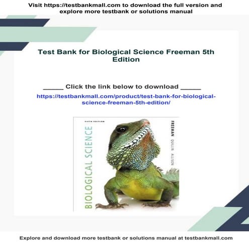 Test Bank for Biological Science Freeman 5th Edition | PDF