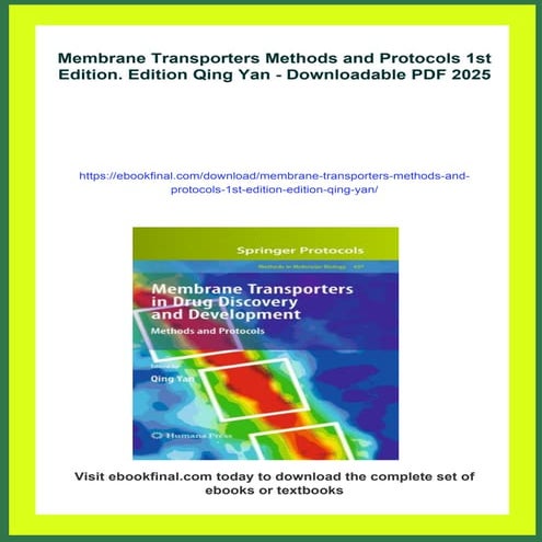 Membrane Transporters Methods and Protocols 1st Edition. Edition Qing Yan | PDF