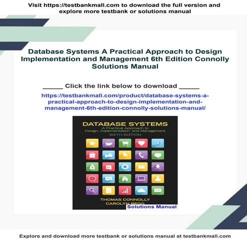 Database Systems A Practical Approach to Design Implementation and Management 6th Edition ...