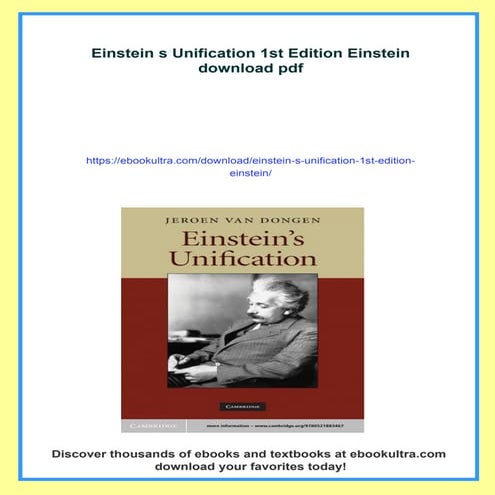 Einstein s Unification 1st Edition Einstein | PDF