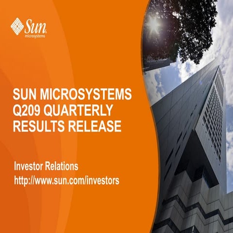 Sun microsystems Q2 2009 earnings releases | PPT